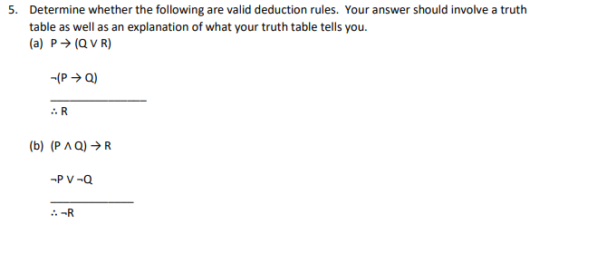 Solved 5. Determine whether the following are valid | Chegg.com