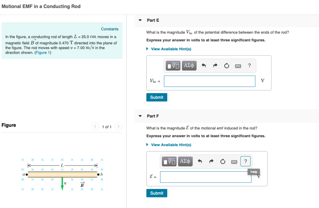 Solved Motional EMF in a Conducting Rod from a to b | Chegg.com