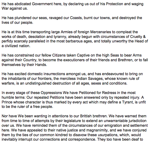 Solved In Congress, July 4, 1776 The unanimous Declaration | Chegg.com