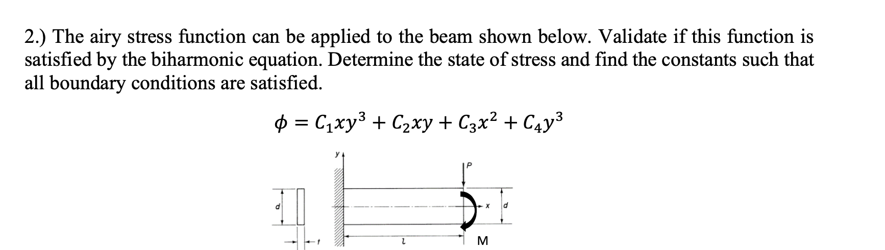 2.) The airy stress function can be applied to the | Chegg.com