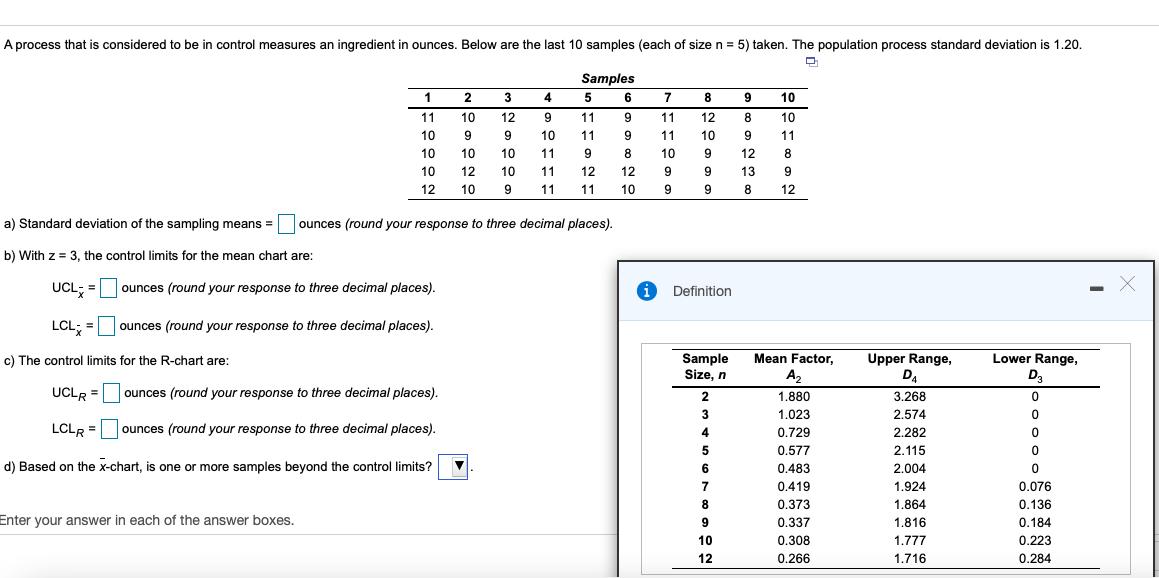 A process that is considered to be in control | Chegg.com
