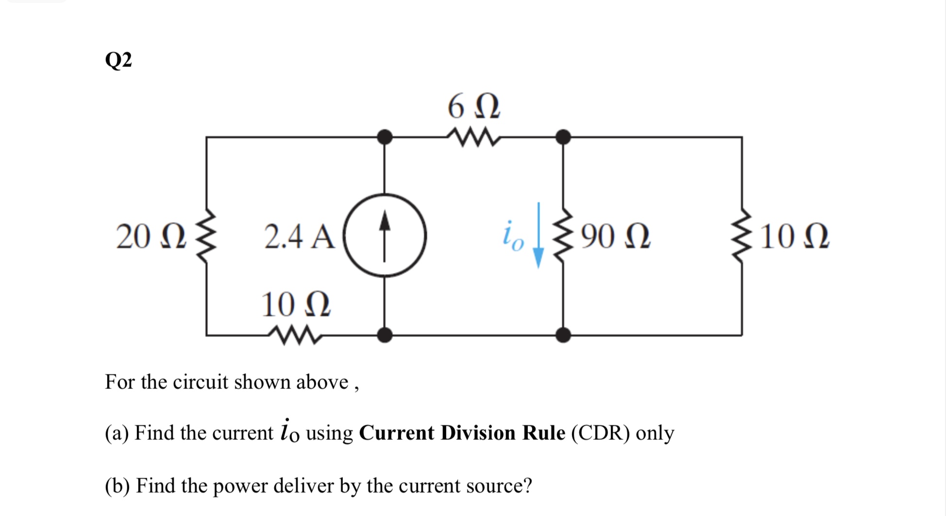 Solved For the circuit shown above, (a) Find the current iO | Chegg.com