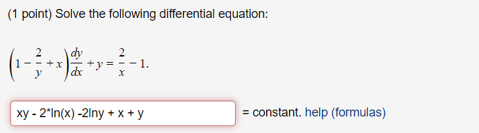 Solved (1 point) Solve the following differential equation: | Chegg.com