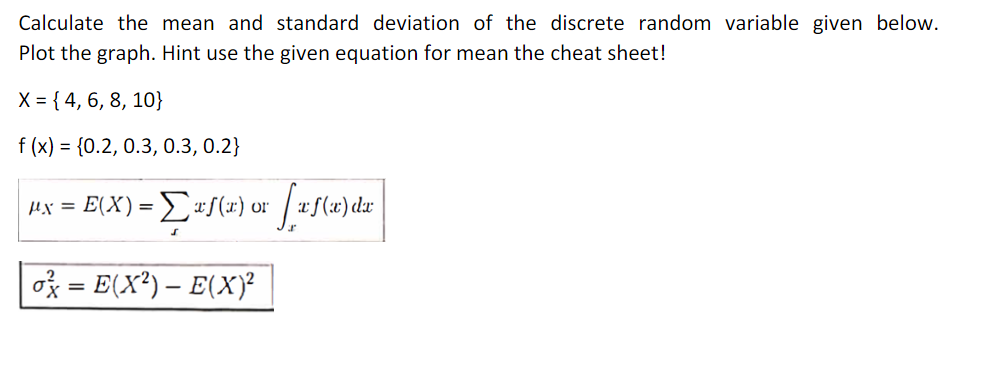 Solved Calculate the mean and standard deviation of the | Chegg.com