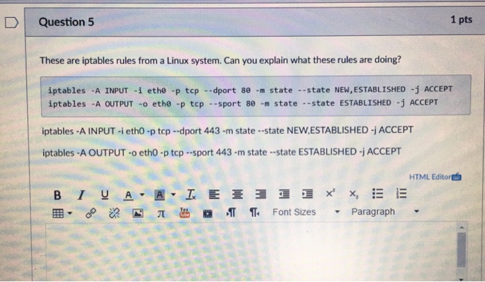 Solved These are iptables rules from a Linux system. Can you | Chegg.com