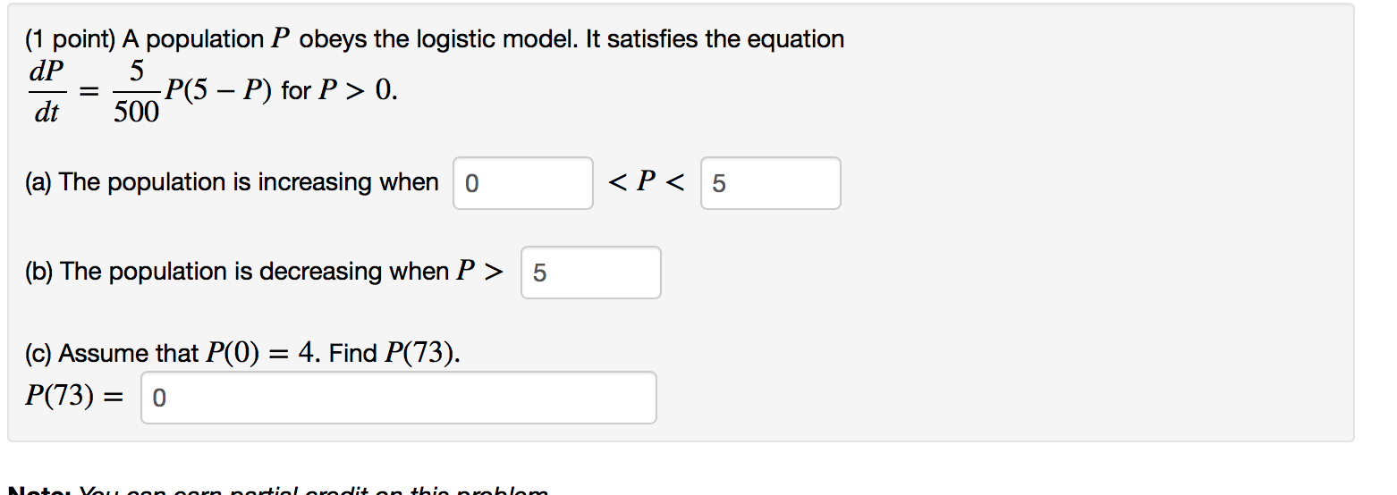 Solved (1 point) A population P obeys the logistic model. It | Chegg.com