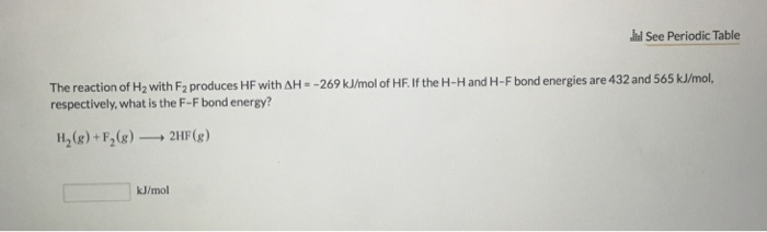 Solved See Periodic Table The reaction of H2 with F2 | Chegg.com