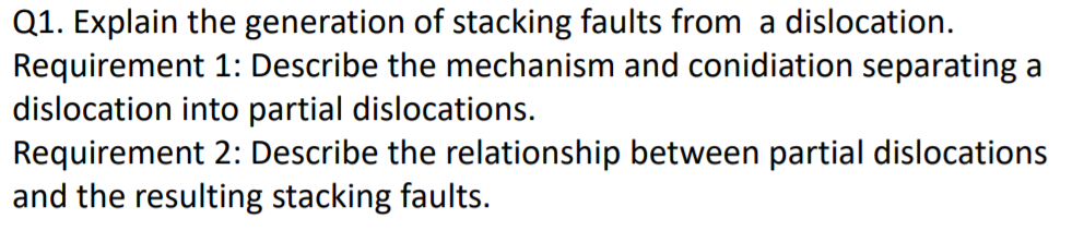 Solved Q1. Explain the generation of stacking faults from a | Chegg.com