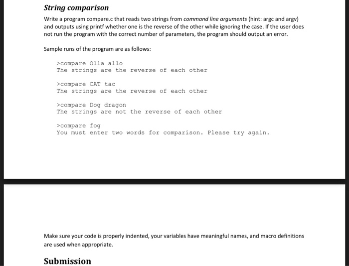 Solved String Comparison Write A Program Comparec That 6977