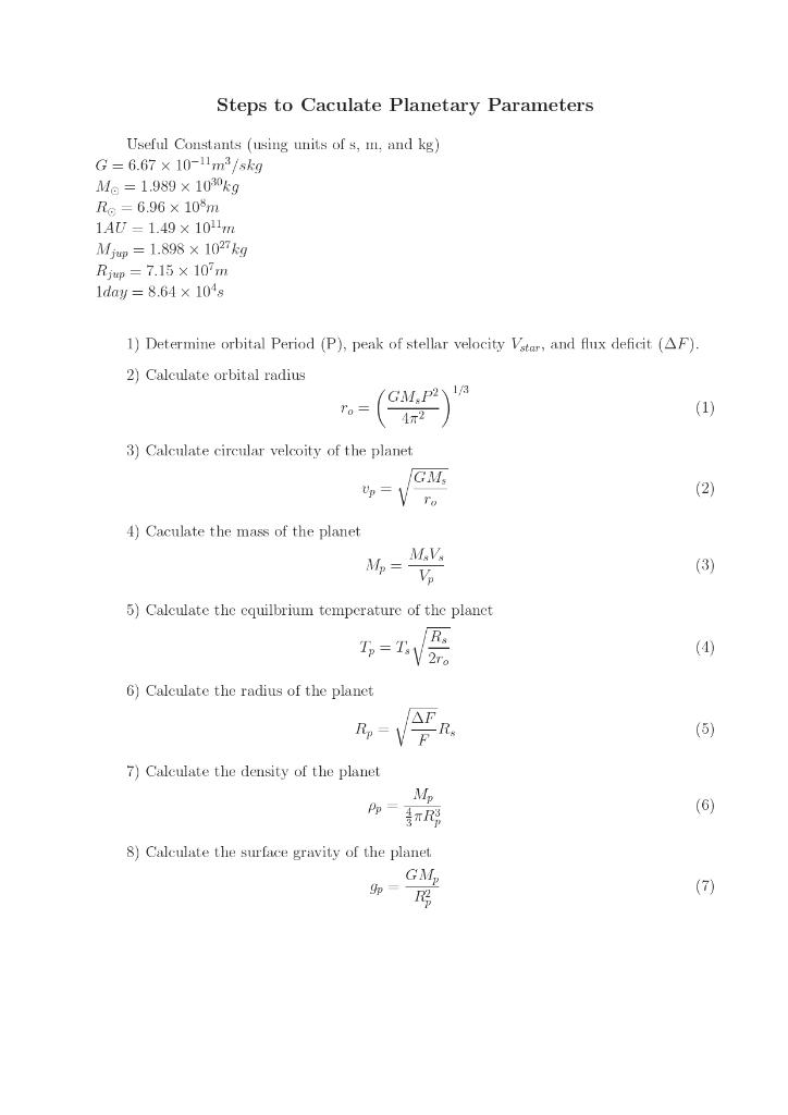Solved Transit Exercise Discuss properties of the planets | Chegg.com