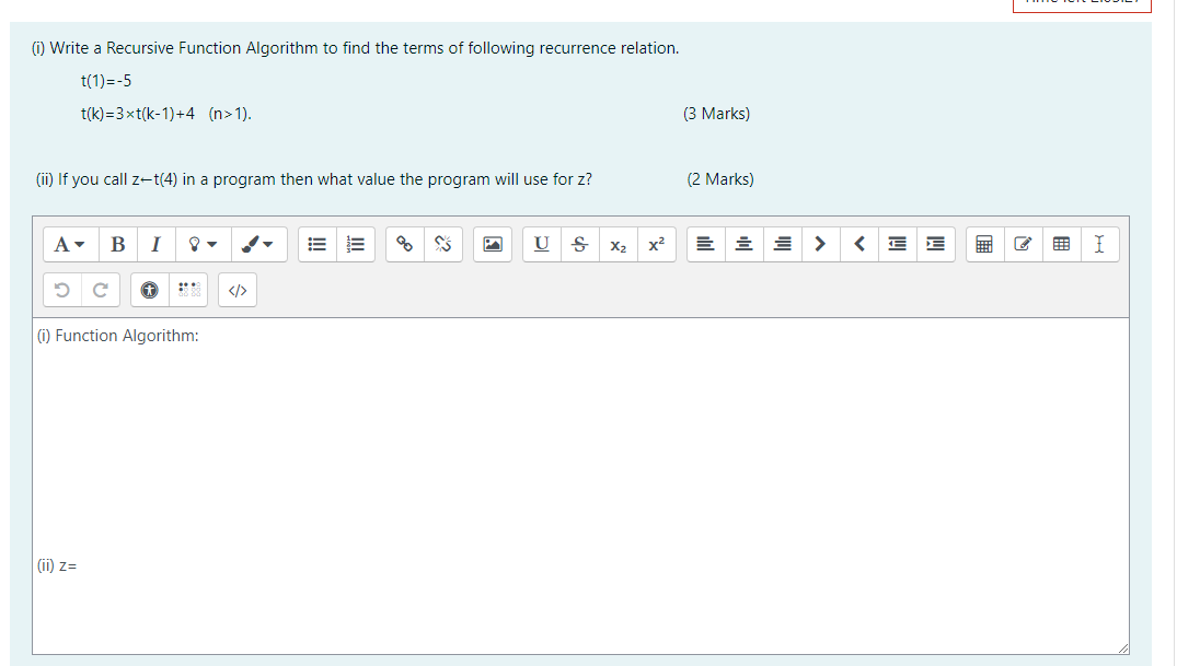 Solved (1) Write a Recursive Function Algorithm to find the | Chegg.com