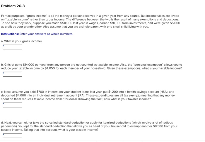 Solved Problem 20-3 For tax purposes, "gross income" is all | Chegg.com