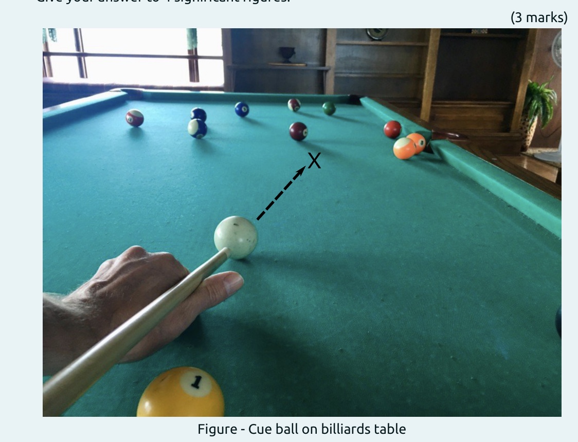 Solved A billiards player is using the cue stick to move the | Chegg.com