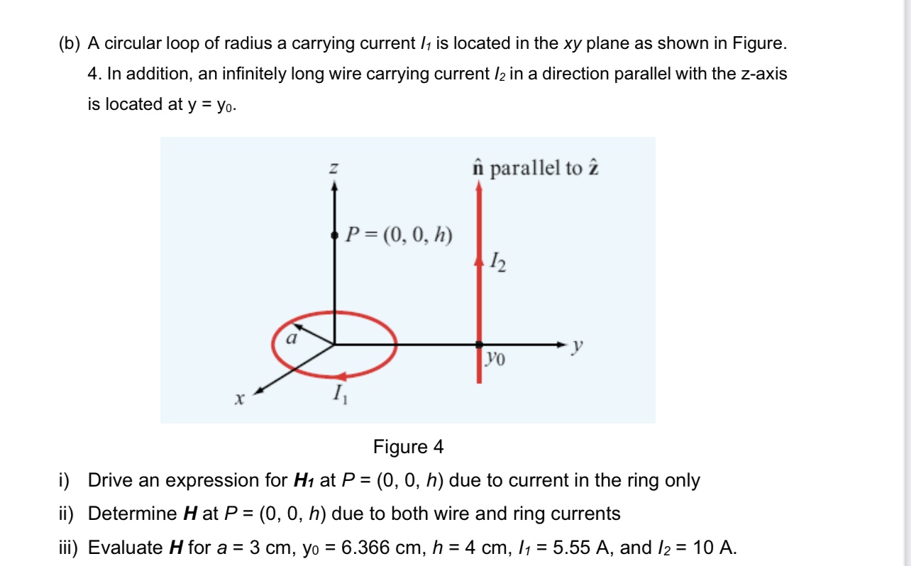 Solved (b) A circular loop of radius a carrying current I1 | Chegg.com