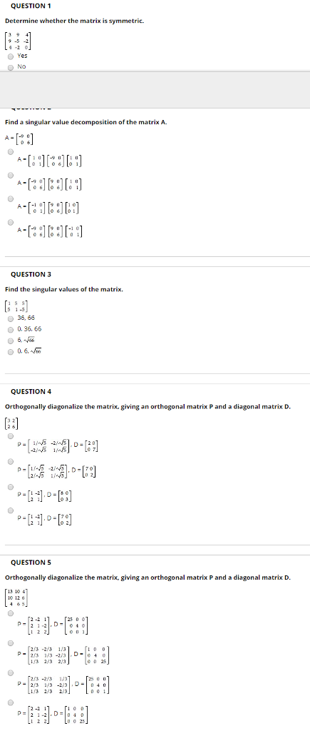Solved These are five LINEAR ALGEBRA questions, kindly try | Chegg.com