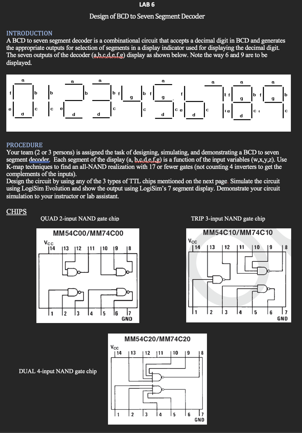 Solved LAB 6 Design of BCD to Seven Segment Decoder | Chegg.com