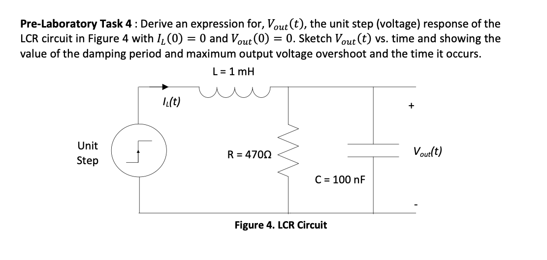 Solved Pre-Laboratory Task 4 : Derive an expression for, | Chegg.com