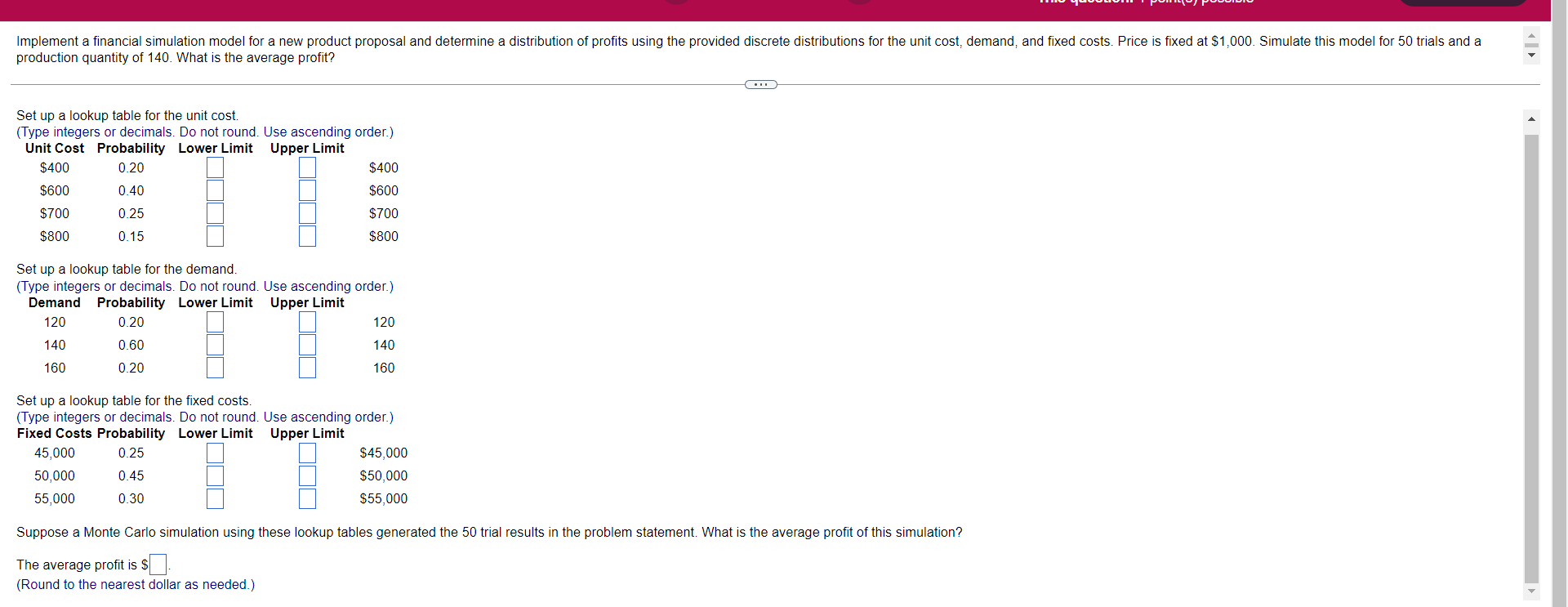 Solved Implement a financial simulation model for a new | Chegg.com