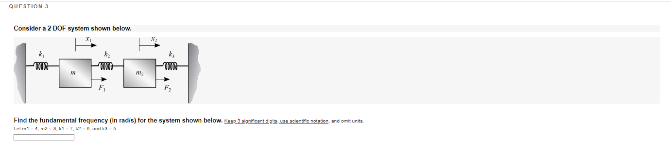 Solved Consider a 2 DOF system shown below. Find the | Chegg.com