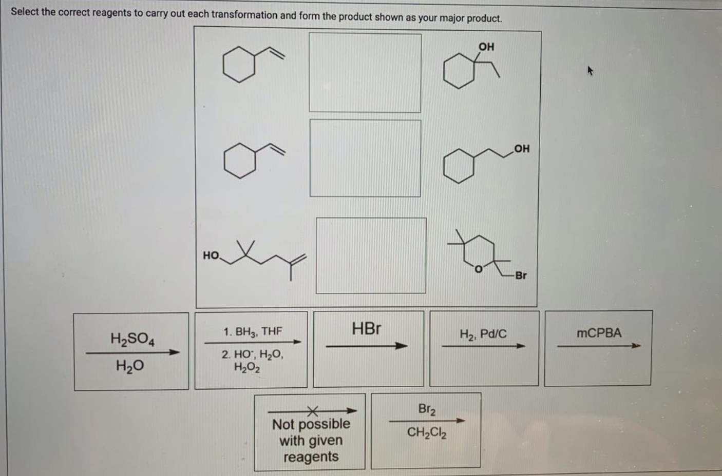 Solved select the correct reagents to carry out each | Chegg.com
