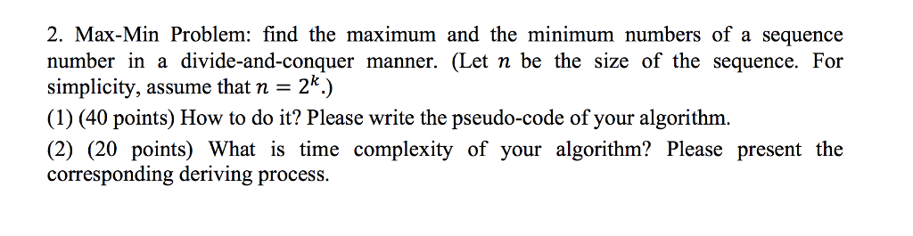 Solved 2. Max-Min Problem: find the maximum and the minimum | Chegg.com
