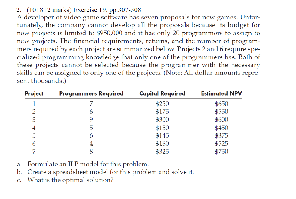 Solved 2. (10+8+2 marks) Exercise 19, pp.307-308 A developer | Chegg.com