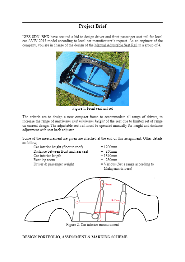 Solved 1.) A through design specification of the seat rail | Chegg.com