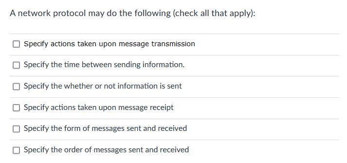 Solved A network protocol may do the following (check all | Chegg.com