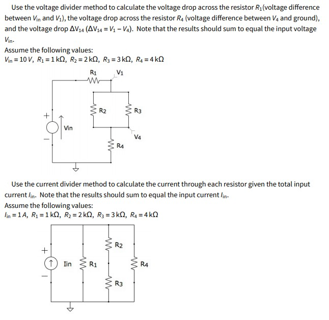 Solved Use the voltage divider method to calculate the | Chegg.com