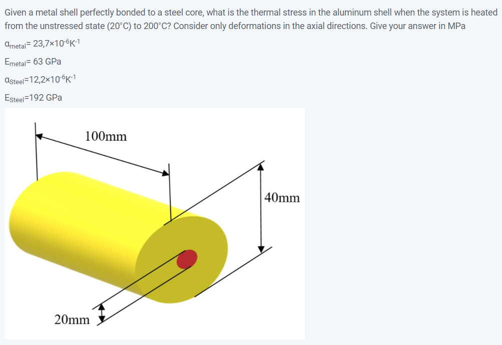 Solved Given a metal shell perfectly bonded to a steel core, | Chegg.com
