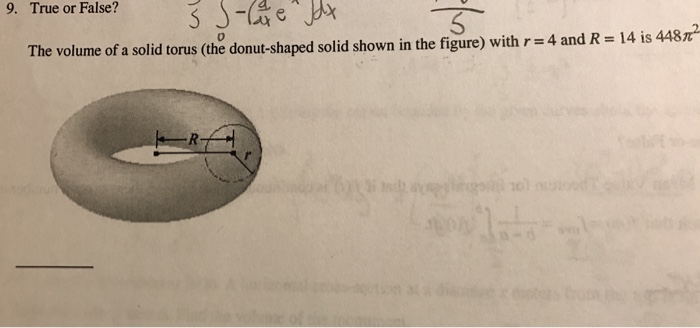 Solved The volume of a solid torus (the donut-shaped solid | Chegg.com