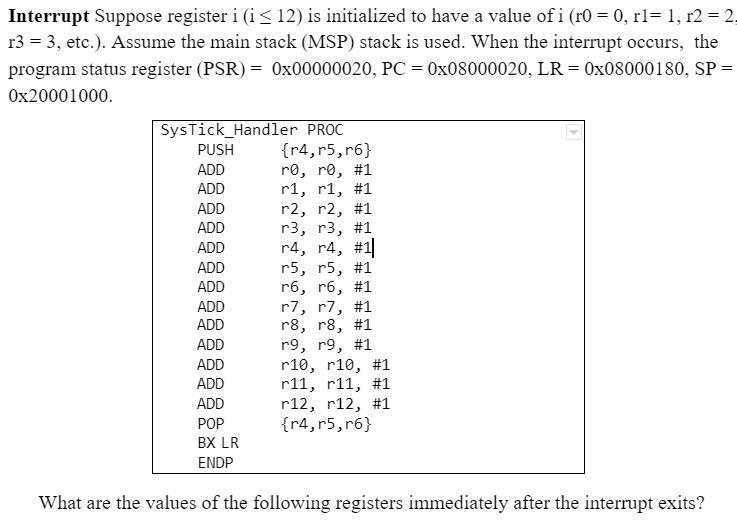 Solved Interrupt Suppose register i (i