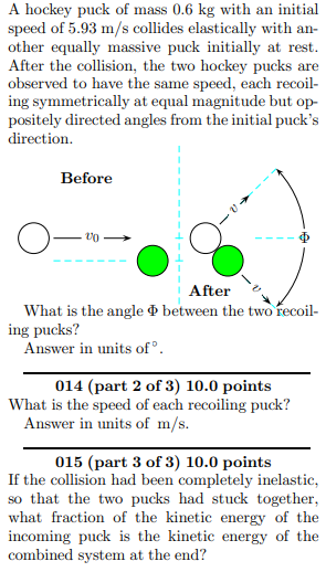 Solved Part1: What is the angle Φ between the two recoiling | Chegg.com