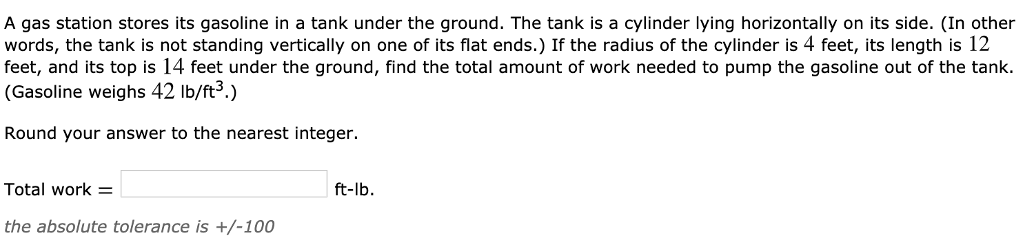 Solved A gas station stores its gasoline in a tank under the | Chegg.com