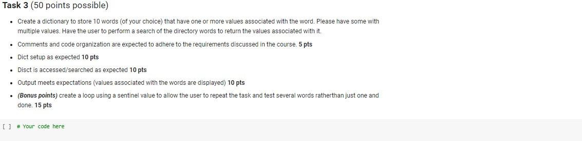 Solved - Create a dictionary to store 10 words (of your | Chegg.com