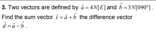 Solved 3. Two vectors are defined by a=4N[E] and b=5N[090∘]. | Chegg.com