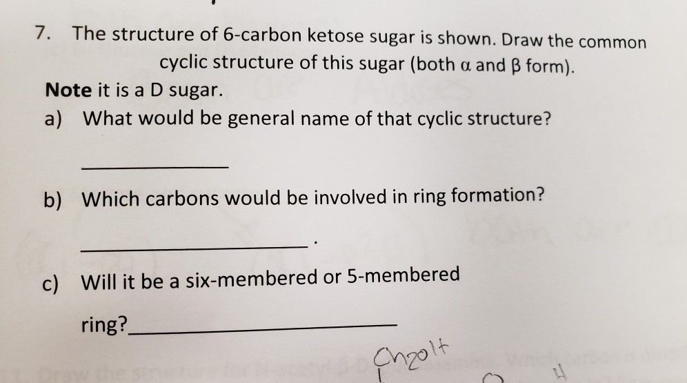 Solved The structure of 6-carbon ketose sugar is shown. Draw | Chegg.com