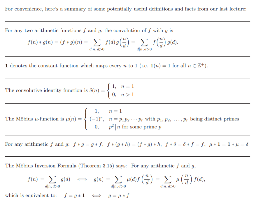 Solved We begin by formally defining the arithmetic function | Chegg.com