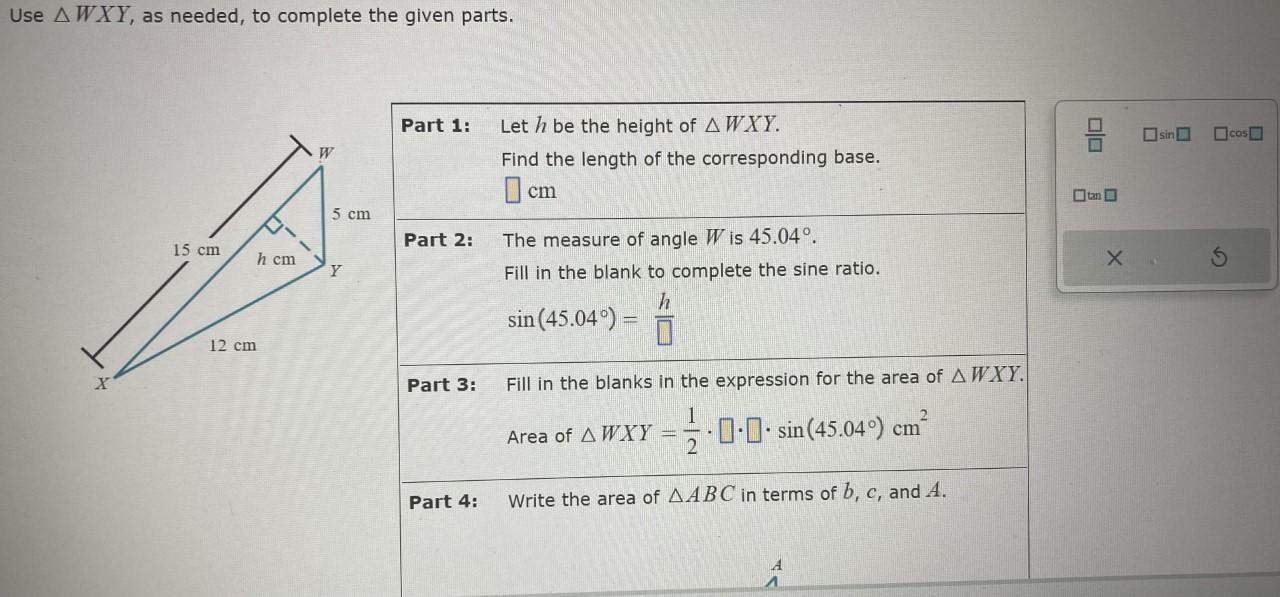 Solved Use WXY, as needed, to complete the given parts. | Chegg.com
