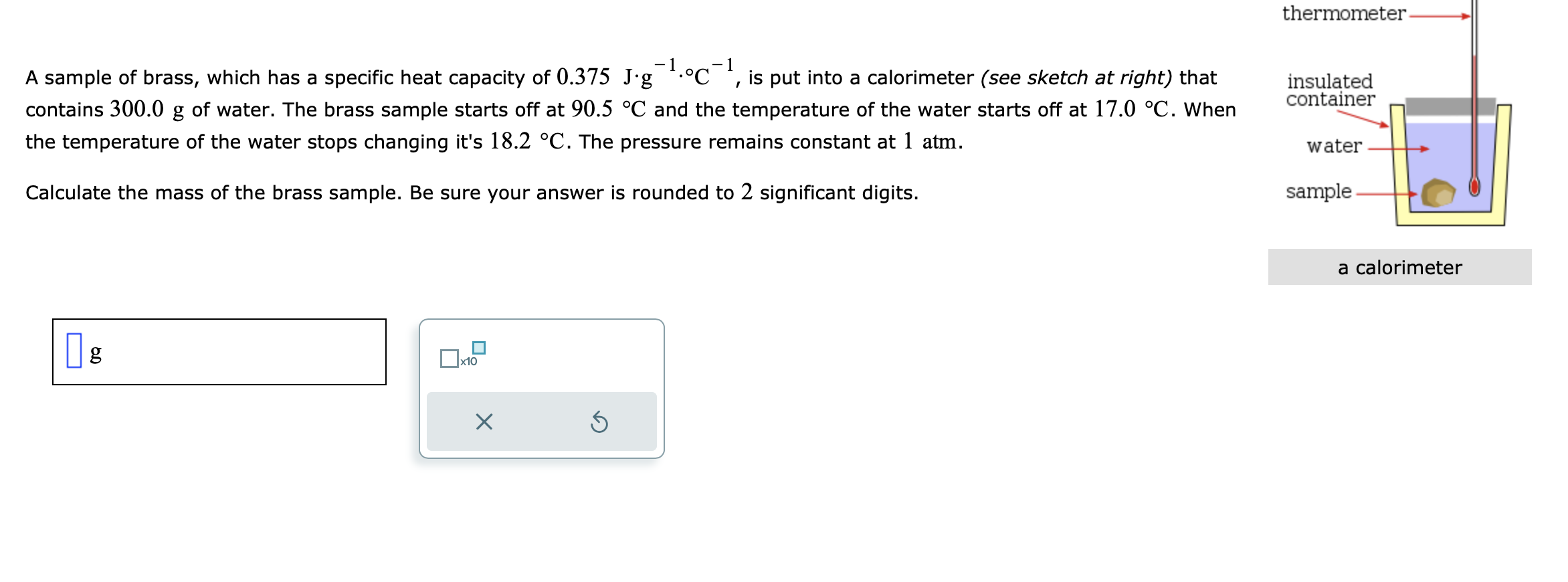 Solved A sample of brass, which has a specific heat capacity | Chegg.com