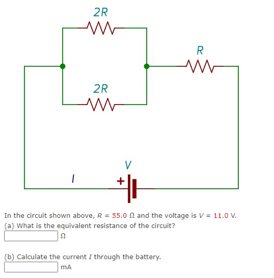 Solved In the circuit shown above, R=55.0Ω ﻿and the voltage | Chegg.com