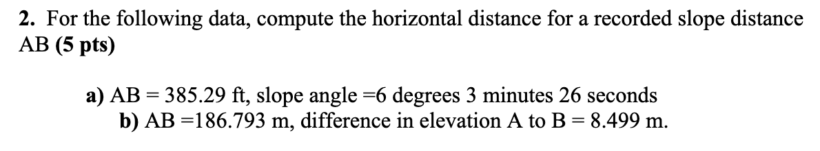 Solved 2. For the following data, compute the horizontal | Chegg.com