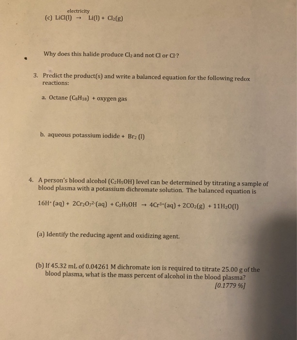 Solved 1. Give the oxidation number of sulfur in each of the | Chegg.com