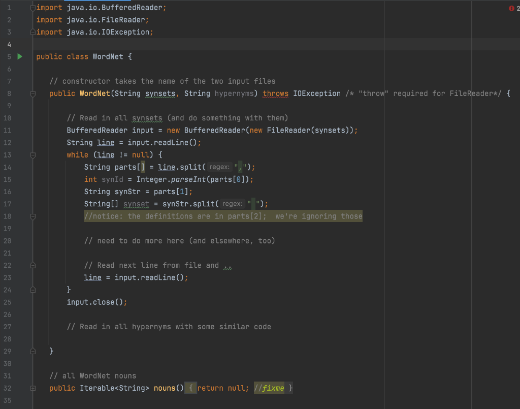 The WordNet digraph. Your first task is to build the | Chegg.com