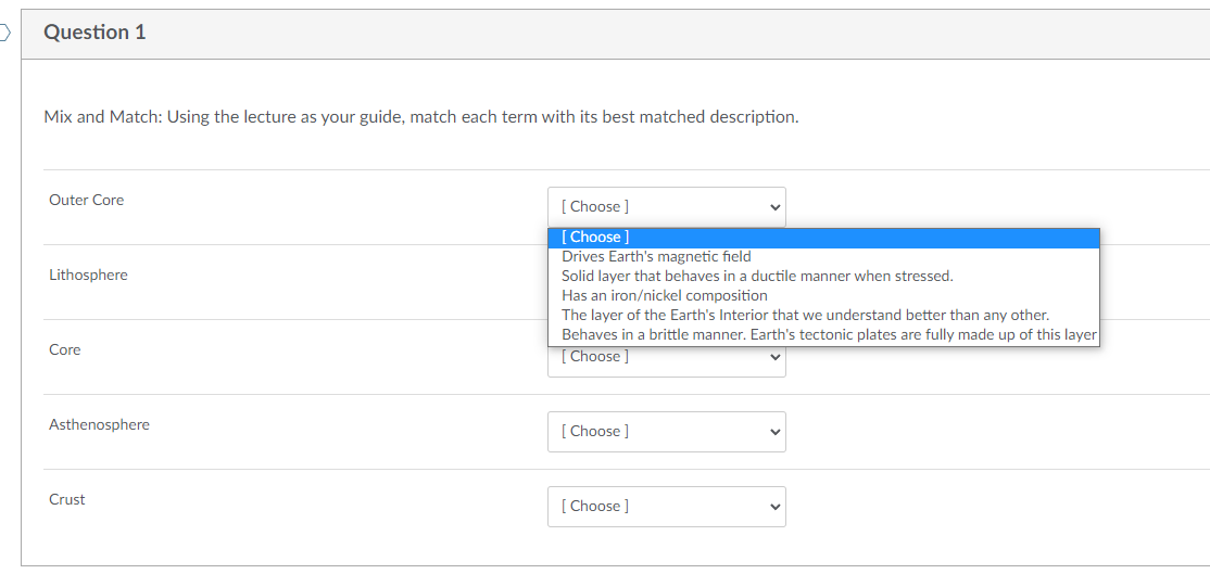 Solved Mix and Match: Using the lecture as your guide, match | Chegg.com