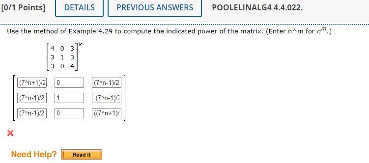Solved [0/1 Points] DETAILS PREVIOUS ANSWERS POOLELINALG4 | Chegg.com