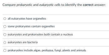 Solved Compare prokaryotic and eukaryotic cells to identify | Chegg.com