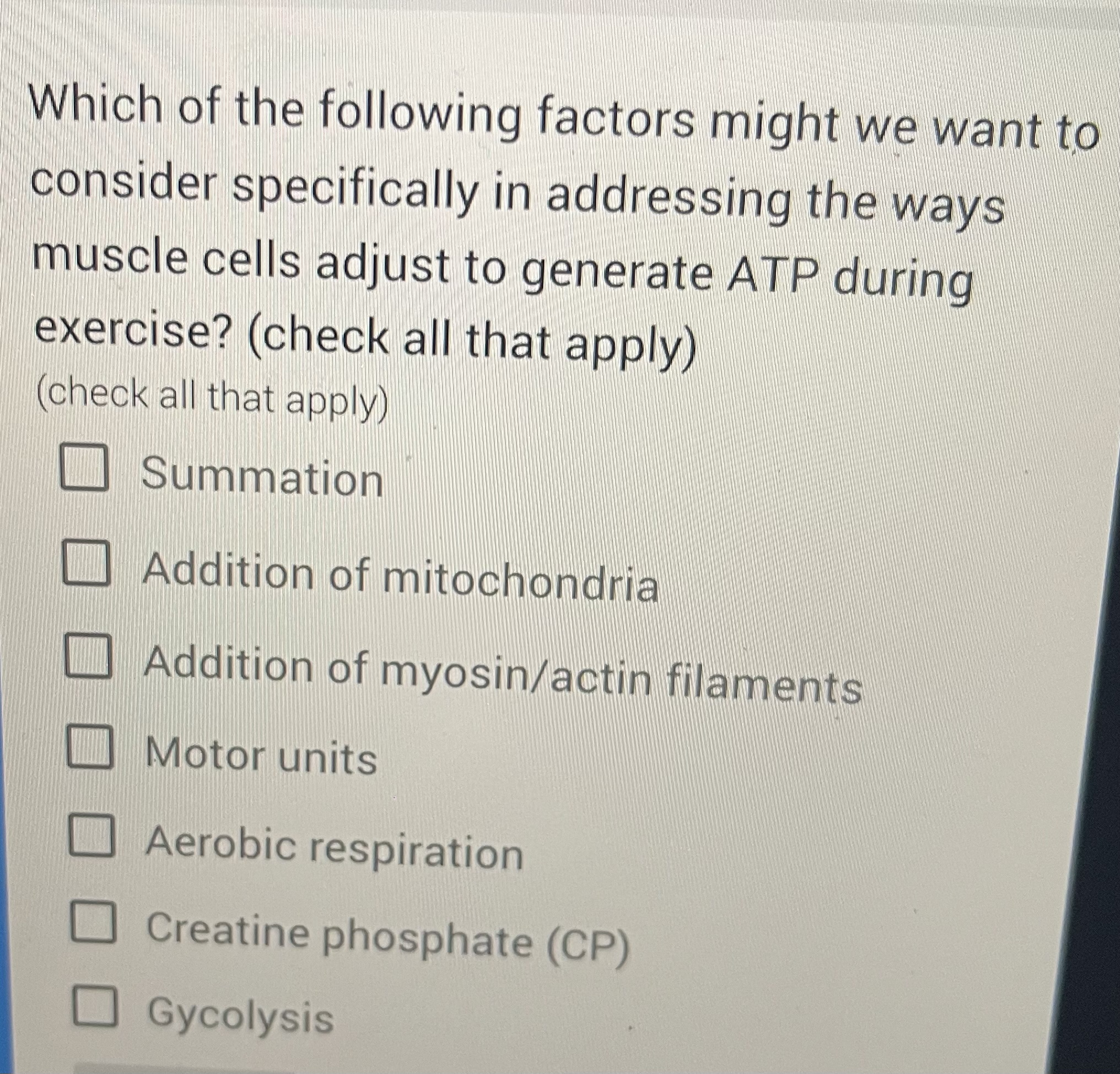 Solved Which of the following factors might we want to | Chegg.com