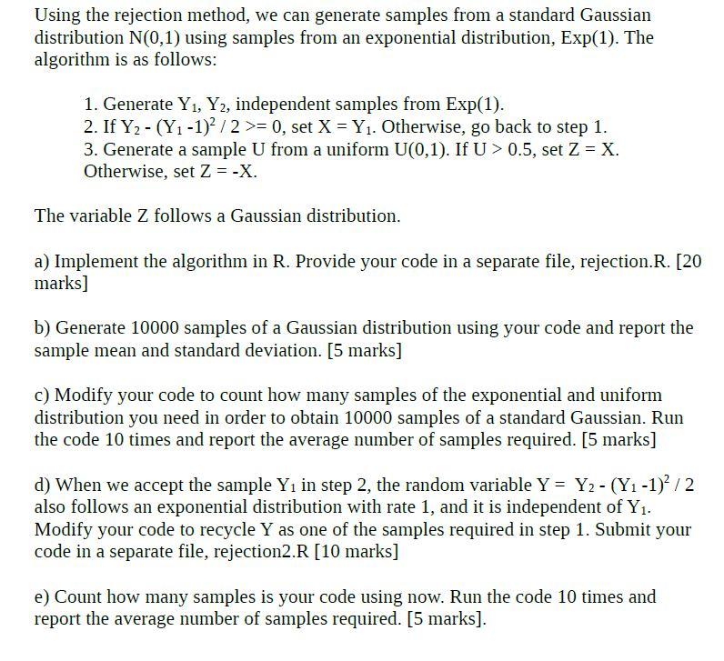 Using the rejection method, we can generate samples | Chegg.com