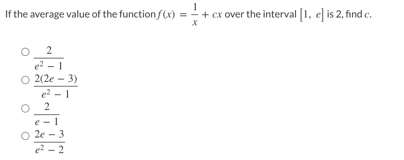 Solved If the average value of the function f(x) 1 = - х + | Chegg.com